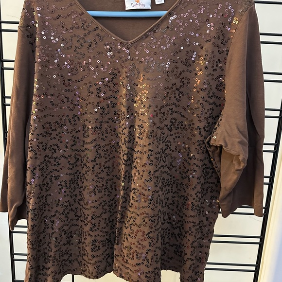Quacker Factory | Tops | Quacker Factory Brown Top 2x | Poshmark